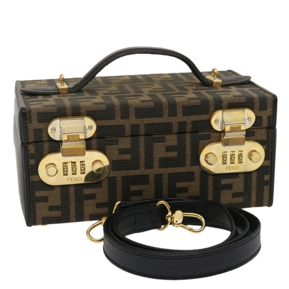 Fendi | Bags | Fendi Zucca Canvas Vanity Trunk Hand Bag 2way Brown ...